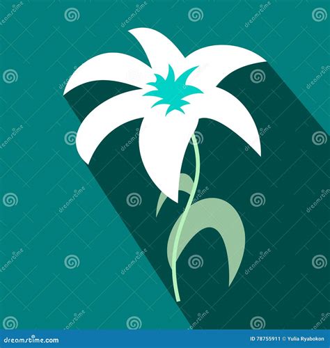 White Lily Icon Flat Style Stock Vector Illustration Of Color Flora