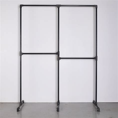 파이프750 인더스트리얼 파이프 인테리어 파이프행거 2단 크로스 높이조절 흑관 볼트조임 조립식 고객맞춤 주문제작