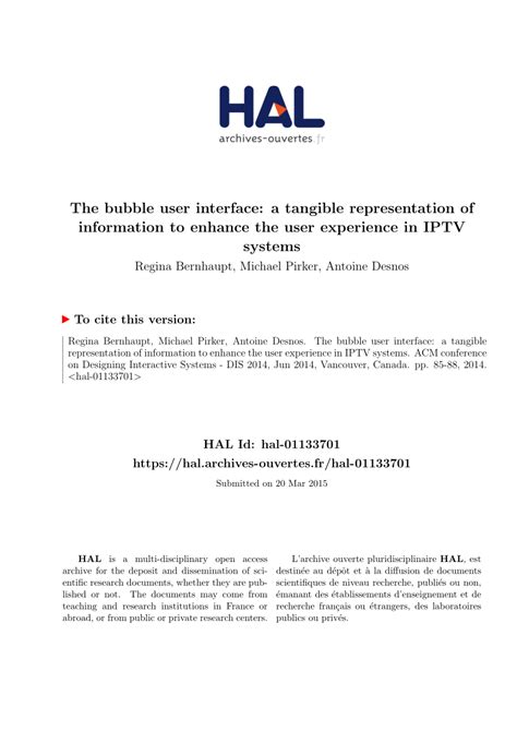 pdf the bubble user interface a tangible representation of
