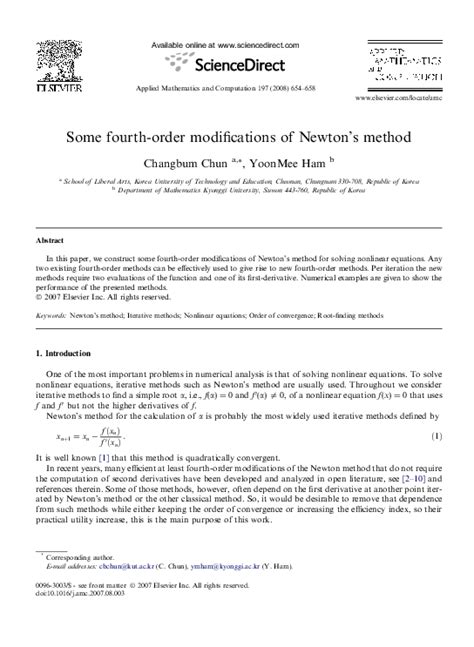 Pdf Some Fourth Order Modifications Of Newtons Method