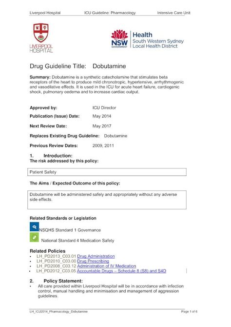 Pdf Drug Guideline Title Dobutamine Dokumen Tips