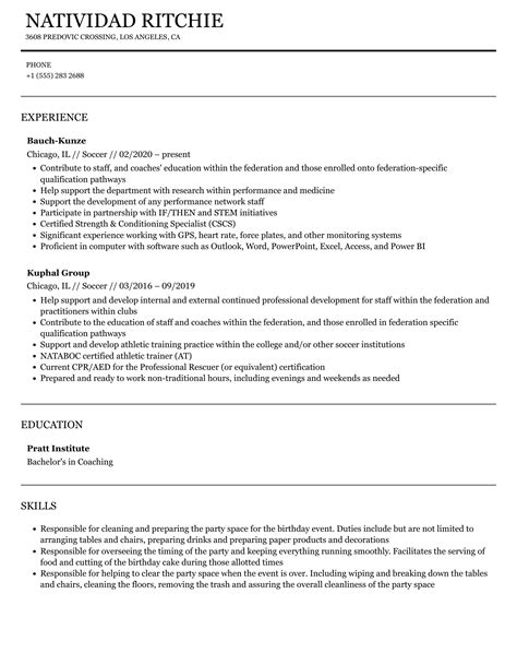 Soccer Resume Samples Velvet Jobs
