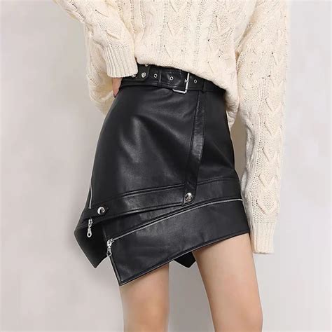 Мини кожаная черная сексуальная юбка Осенняя Корейская длинная юбка в пайетках для женщин