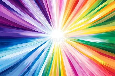 Dynamic Burst Of Multicolored Light Rays Radiating Outward From Center Point Stock Illustration
