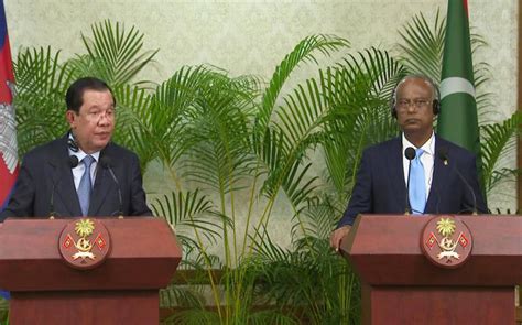 នាយករដ្ឋមន្ត្រីកម្ពុជា សម្តេចតេជោ ហ៊ុន សែន ថ្លែងអំណរគុណប្រធានាធិបតីម៉ាល់ឌីវ