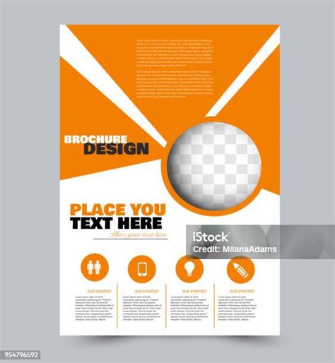 비즈니스 전단지 서식 파일 A4 크기입니다 브로셔 디자인입니다 연례 보고서 커버입니다 벡터 일러스트입니다 오렌지 색입니다 0명에 대한 스톡 벡터 아트 및 기타 이미지