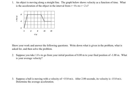 Solved 1 An Object Is Moving Along A Straight Line The