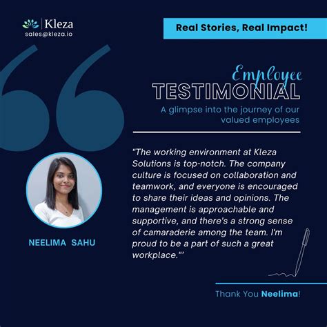 Kleza Solutions On Linkedin Employee Kleza Workculture Thankyou Experience Testimonials
