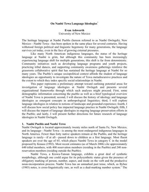 On Nanb Tewa Language Ideologies Ucsb Linguistics