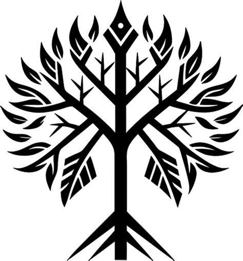 Black Yggdrasil Stencil Norse Tree Of Life Premium Ai Generated Psd