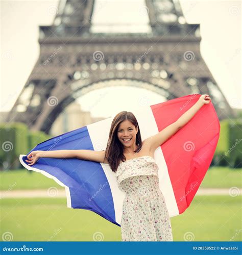 Bandeira Do Francês Da Mulher De Paris Foto De Stock Imagem De Queda