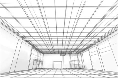 Premium Photo Ceiling And Floor Perspective Grid Lines