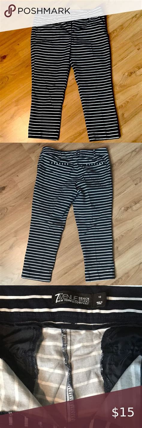 Navy Blue And White Stripe Capris