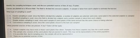 Solved Identify The Sampling Techniques Used And Discuss Chegg