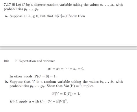 Solved 7 17 Let U Be A Discrete Random Variable Taking The Chegg