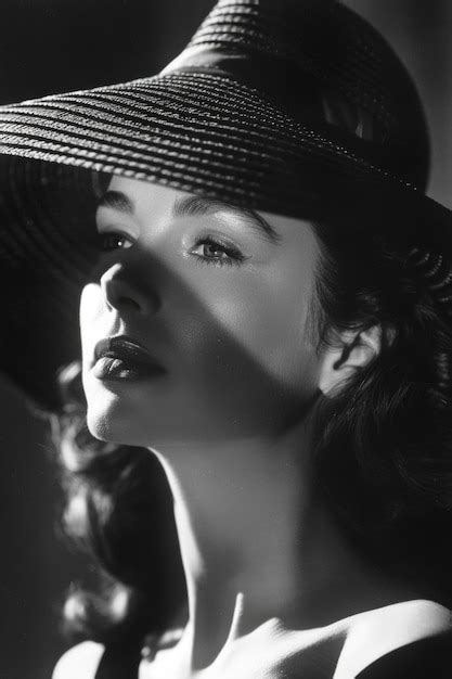 Premium Photo Classic Portrait Of Woman With Hat In Black And White