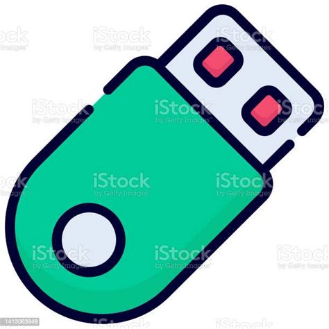 Usb 흰색 배경에 고립 된 플래시 드라이브 컬러 라인 아이콘 Usb 메모리에 대한 스톡 벡터 아트 및 기타 이미지 Usb