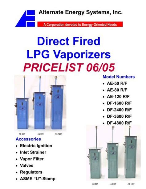 Direct Fired Lpg Vaporizers Pricelist 06 05 Alternate Energy