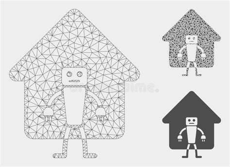 Home Robot Vector Mesh Wire Frame Model And Triangle Mosaic Icon Stock Vector Illustration Of