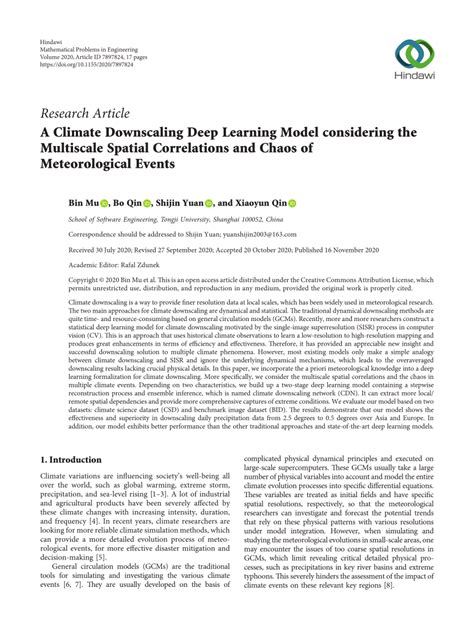 Pdf A Climate Downscaling Deep Learning Model Considering The Multiscale Spatial Correlations