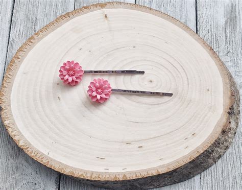 Gorgeous Pink Flower Hair Pins Elegant And Modern Hair Pieces Perfect