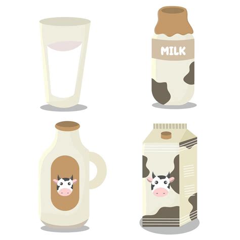 Set Of Milk In Different Packages Hand Drawn Elements For Design Farm
