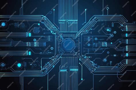 Premium Photo Vector Blue Technology Background Circuit Diagram