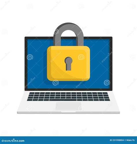 Laptop And Lock Computer Security Privacy Policy Safety Lock And Data Protection Concept