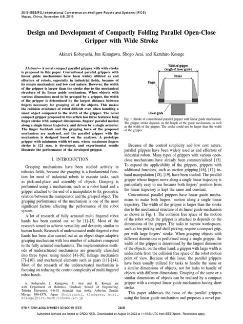 design and development of compactly folding parallel open close gripper