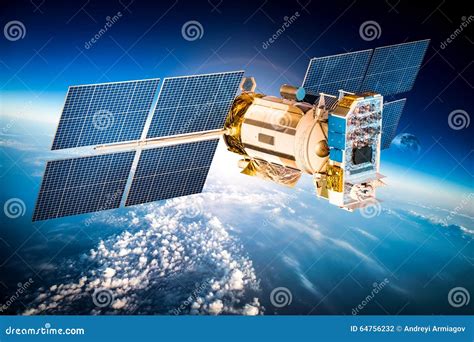 Satellite Dello Spazio Sopra Il Pianeta Terra Fotografia Stock