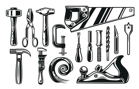Carpenter Tools Clipart Black And White