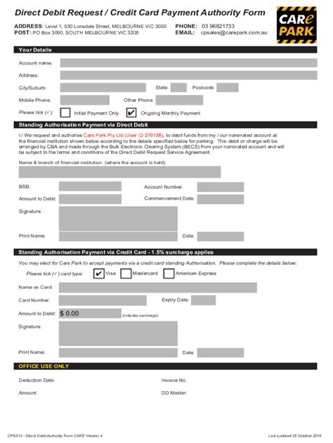 Fillable Online Direct Debit Request Credit Card Payment Authority