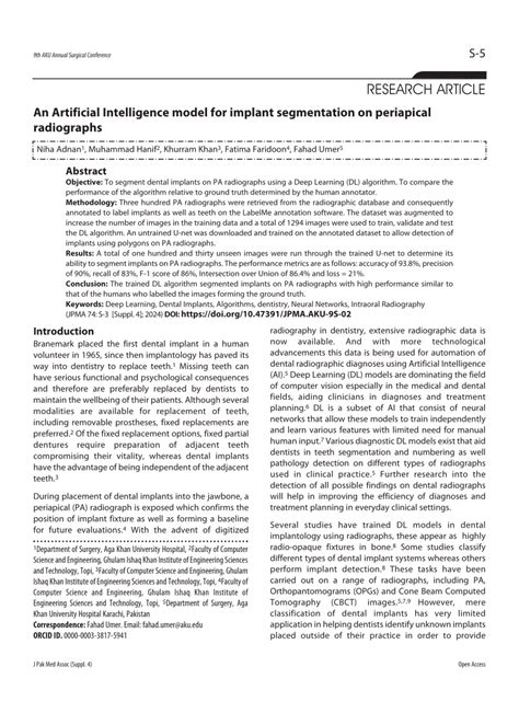 pdf an artificial intelligence model for implant segmentation on