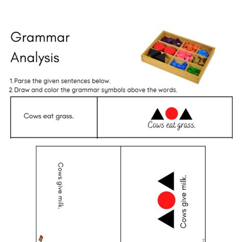 Sentence Analysis Grammar Parsing Workbook Subject Predicate Direct Object Montessori 2 Etsy