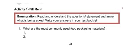 Activity 1 Fill Me In Enumeration Read And Understand The Questions