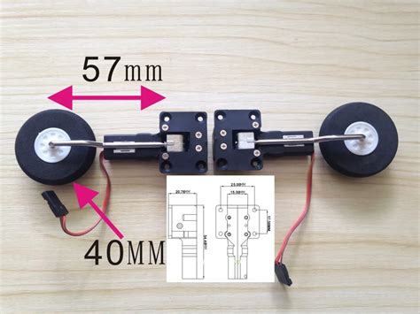 27mm 높이 25g 서보리스 리트랙터 측면 랜딩 기어 Rc Fpv 고정 날개 항공기 금속 웜 언더 캐리지용 40mm 휠 포함