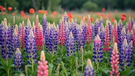 Vibrant Purple And Pink Lupine Field Stock Illustration Illustration