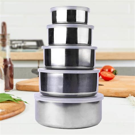 Tcwhniev 5pcs Mixing Bowls With Lids Stainless Steel Mixing Nesting