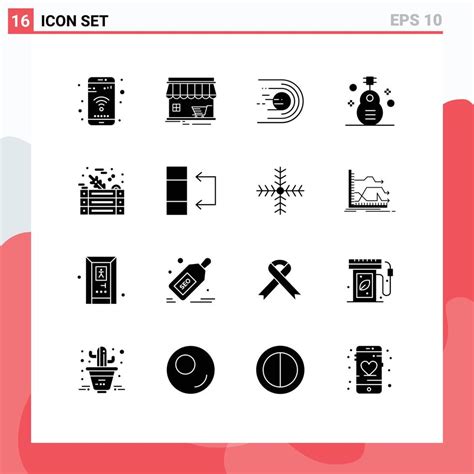 Solid Glyph Pack Of 16 Universal Symbols Of Instrument Folk Shopping Classic Light Editable