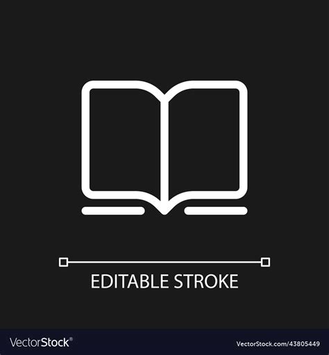 Book Pixel Perfect White Linear Ui Icon For Dark Vector Image