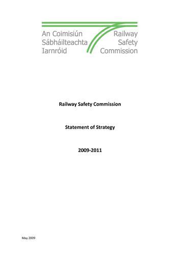 Rsc Statement Of Strategy 2009 2011 Commission For Railway Regulation