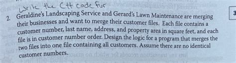 Solved Ansrite The Ctt Code For Geraldines Landscaping
