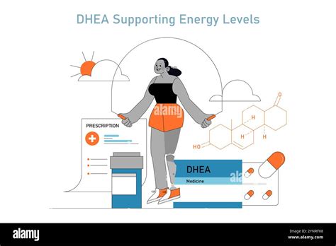 Dhea Supplement Concept Illustration Of A Woman With Energy Boost From