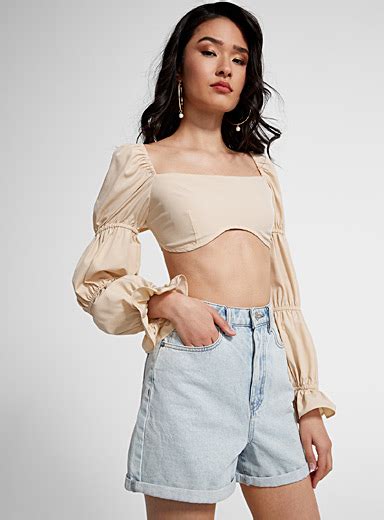 Bubble Sleeve Ultra Cropped Top Icône Simons