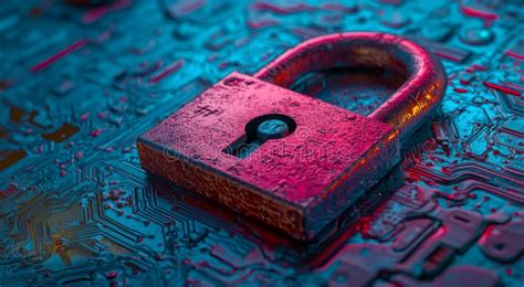 A Digital Lock Integrated With A Data Network Symbolizing Robust Security Rendered In Rich