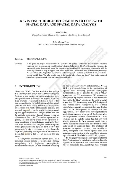 Pdf Revisiting The Olap Interaction To Cope With Spatial Data And Spatial Data Analysis