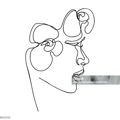 한 선 그리기 단일 연속 선 스케치 여자 난초와 여성 꽃 얼굴 선에 대한 스톡 벡터 아트 및 기타 이미지 선 그리기