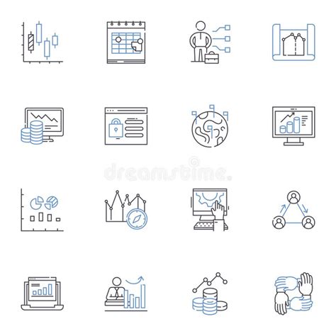 Data Processing Line Icons Collection Analytics Algorithms