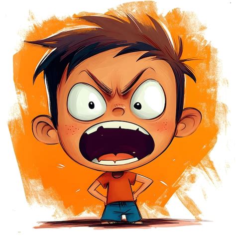 Un Personaje De Dibujos Animados Con Una Cara Que Dice Enojado Imagen Premium Generada Con IA