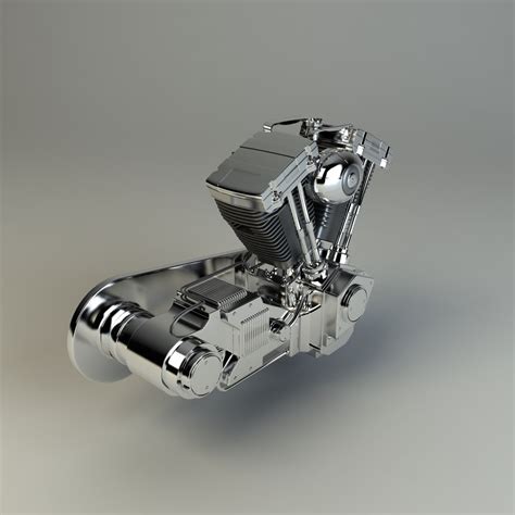 3d V Twin Chopper Engine Model